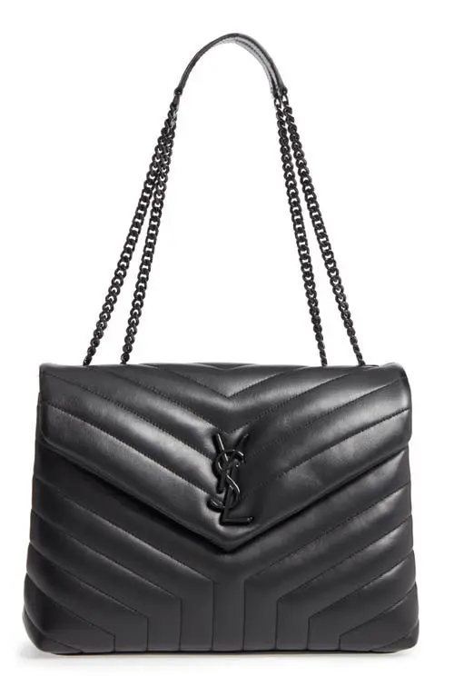 Saint Laurent Loulou Matelassé Leather Shoulder Bag - Noir