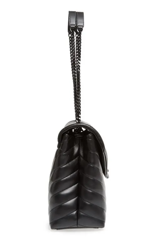 Saint Laurent Loulou Matelassé Leather Shoulder Bag - Noir