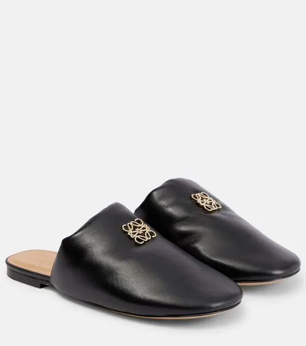 Loewe Anagram Leather Slippers