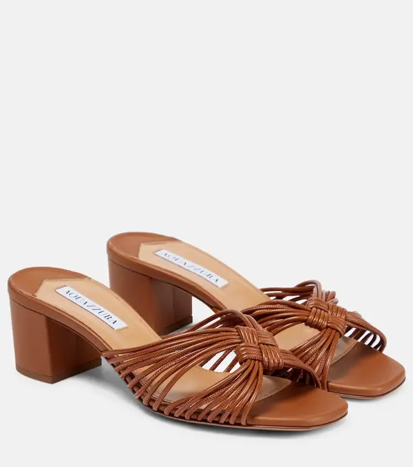 AQUAZZURA Club Leather Mules