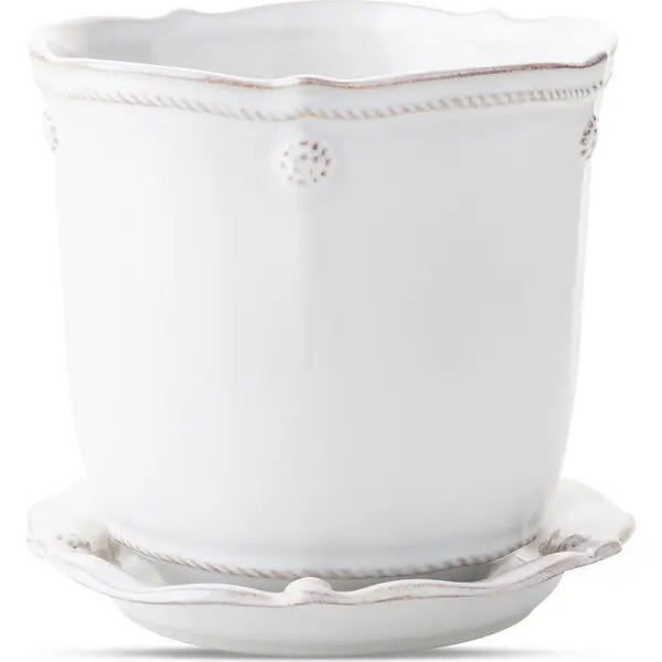 JULISKA Berry & Thread Planter With Saucer - Whitewash