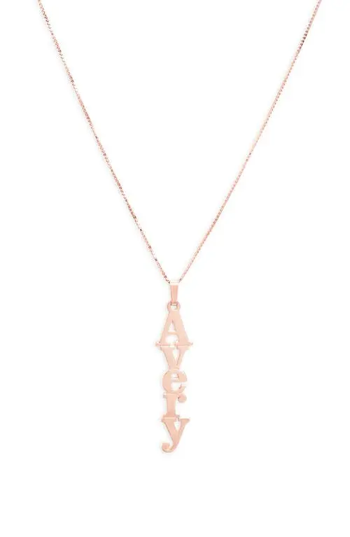 MELANIE MARIE Personalized Nameplate Pendant Necklace - Rose Gold Plated