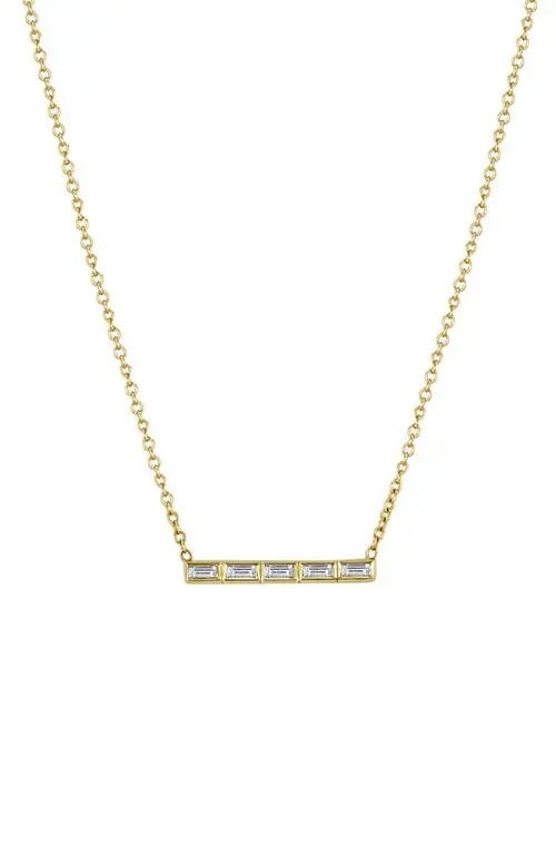 Zoe Chicco Baguette Diamond Bar Pendant Necklace - 14k Yellow Gold