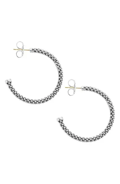 Lagos Caviar Hoop Earrings - Silver