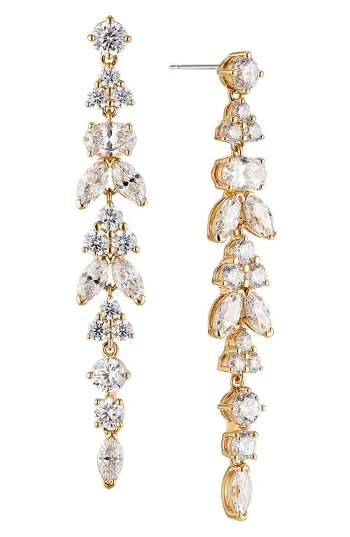 Nadri Prima Linear Drop Earrings - Gold