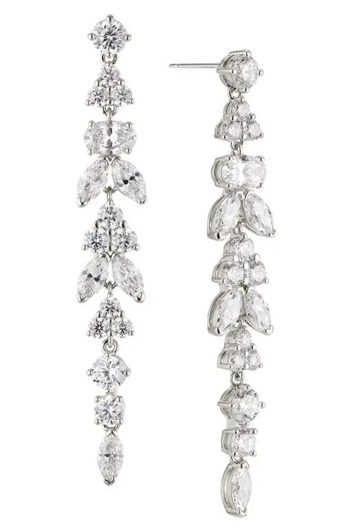 Nadri Prima Linear Drop Earrings - Rhodium