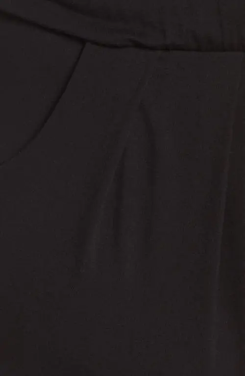 Loveappella Short Sleeve Wrap Top Jumpsuit - Black