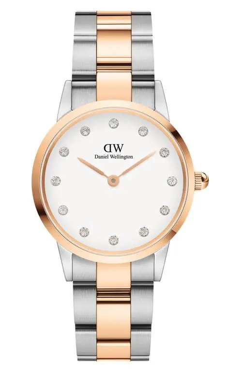 DANIEL WELLINGTON Iconic Lumine Bracelet Watch - Rose Gold/silver