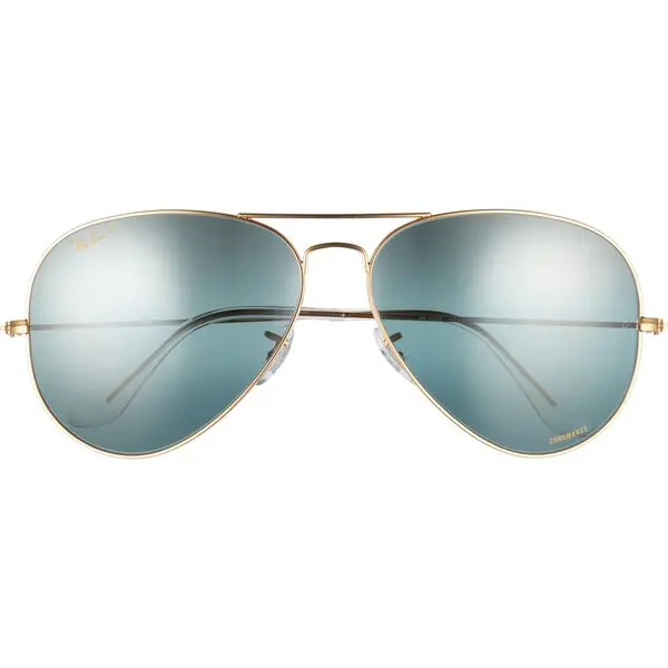 Ray-ban 62mm Polarized Oversized Aviator Sunglasses - Dark Blue