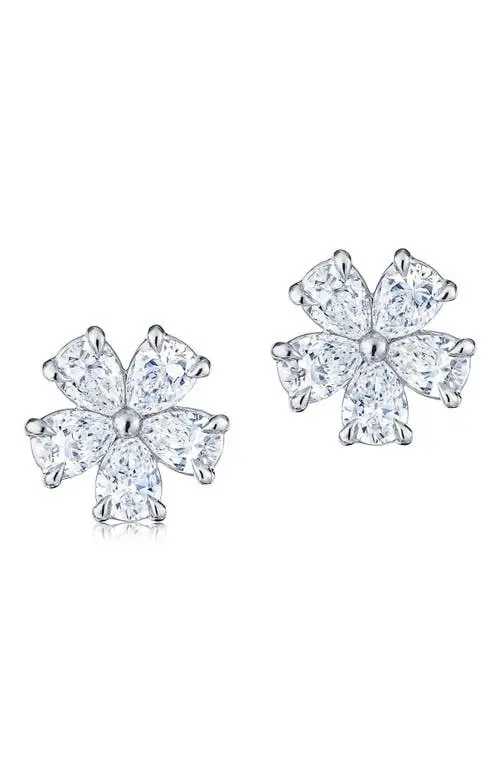 Kwiat Floral Diamond Stud Earrings - White Gold