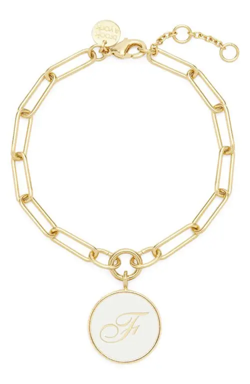 BROOK & YORK Callie Initial Enamel Pendant Bracelet - Gold F