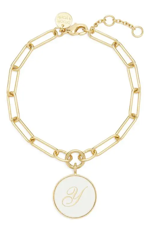 BROOK & YORK Callie Initial Enamel Pendant Bracelet - Gold Y