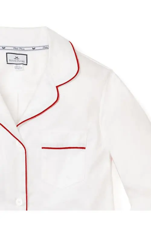 PETITE PLUME Classic Cotton Woven Twill Pajamas - White