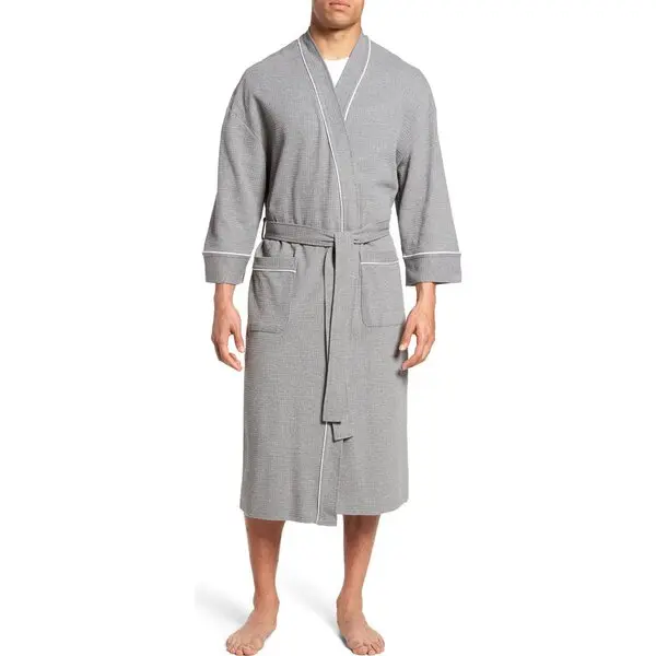 Majestic International Waffle Knit Robe - Fog