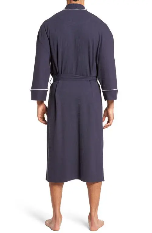 Majestic International Waffle Knit Robe - Navy