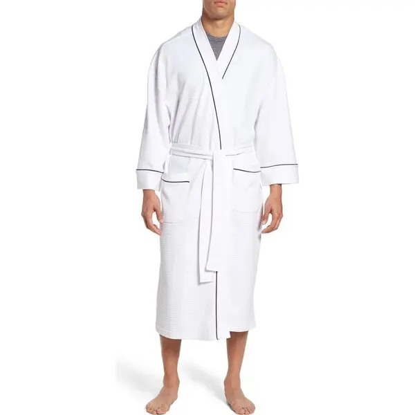 Majestic International Waffle Knit Robe - White
