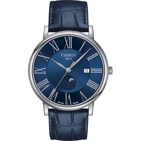 TISSOT T-classic Carson Premium Moonphase Strap Watch - Blue