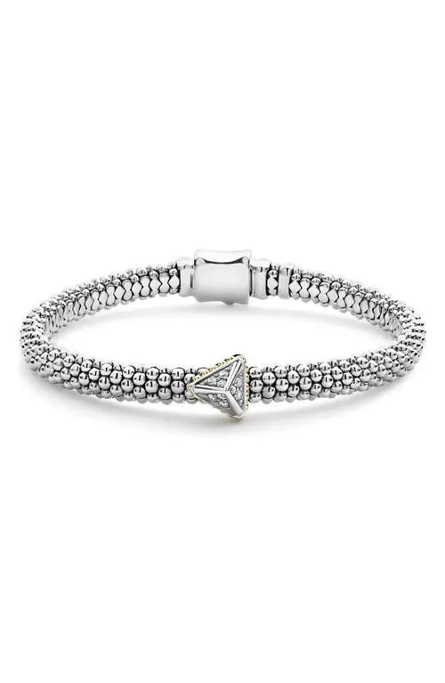 Lagos Sterling Silver Diamond Pyramid Caviar Bracelet