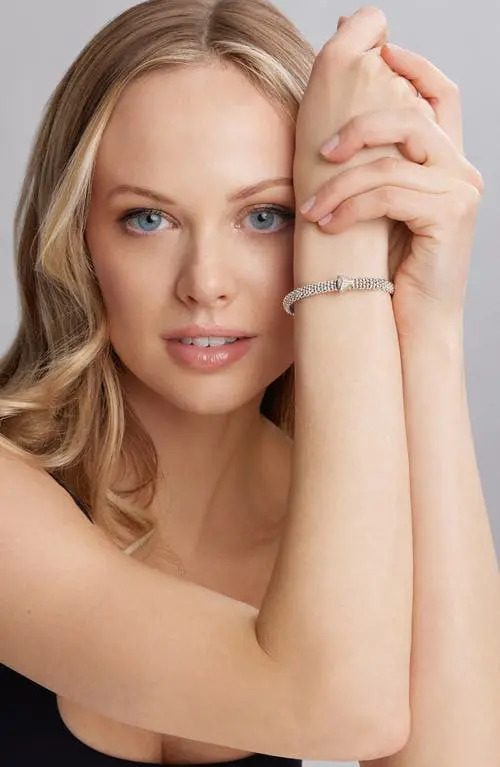 Lagos Sterling Silver Diamond Pyramid Caviar Bracelet