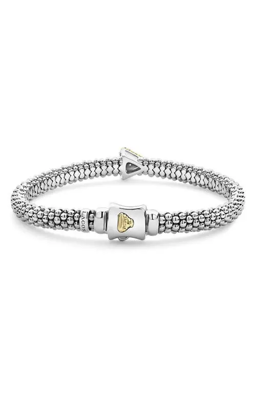 Lagos Sterling Silver Diamond Pyramid Caviar Bracelet