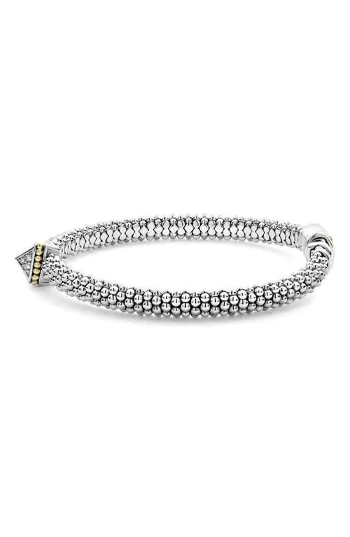 Lagos Sterling Silver Diamond Pyramid Caviar Bracelet