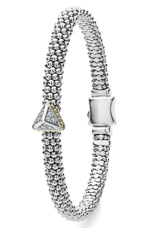 Lagos Sterling Silver Diamond Pyramid Caviar Bracelet