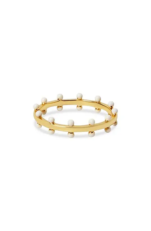 Argento Vivo Beaded Band Ring - Gold/white