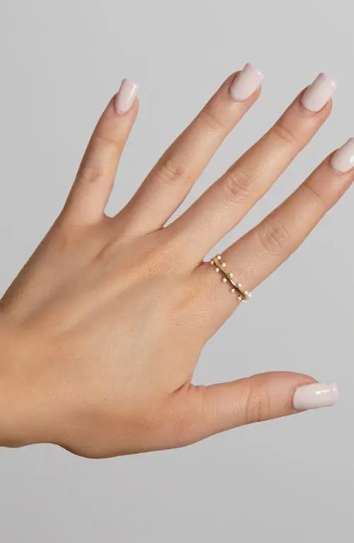 Argento Vivo Beaded Band Ring - Gold/white