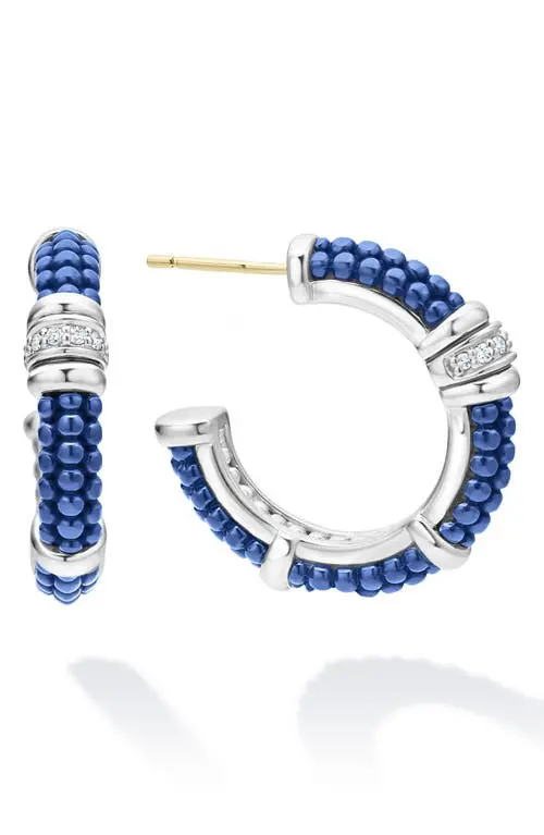 Lagos Caviar Diamond Hoop Earrings - Ultramarine