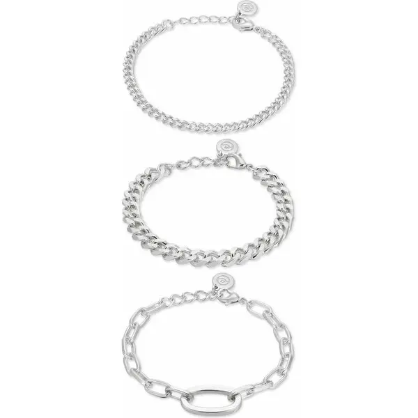 Ettika Set Of 3 Chain Bracelets - Silver