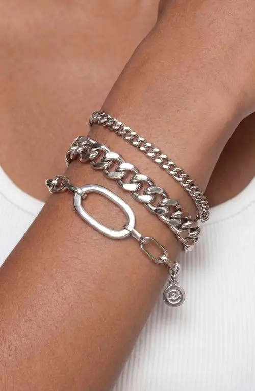 Ettika Set Of 3 Chain Bracelets - Silver