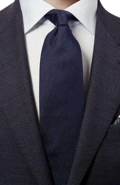 Eton Solid Silk Neck Tie - Navy