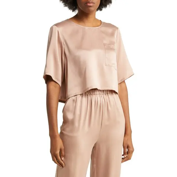 Lunya Washable Silk Crop Sleep T-shirt - Otium Tan