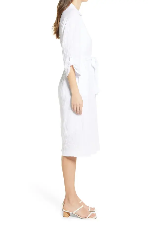 Fraiche By J Textured Midi Shirtdress