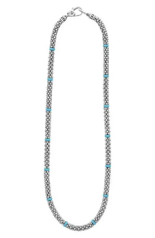 Lagos Caviar Ceramic Collar Necklace - Silver/ Blue