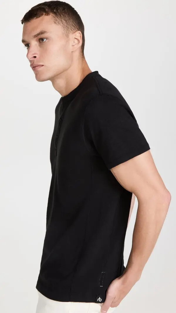 Rag & Bone Classic Short Sleeve Henley - Jet Black