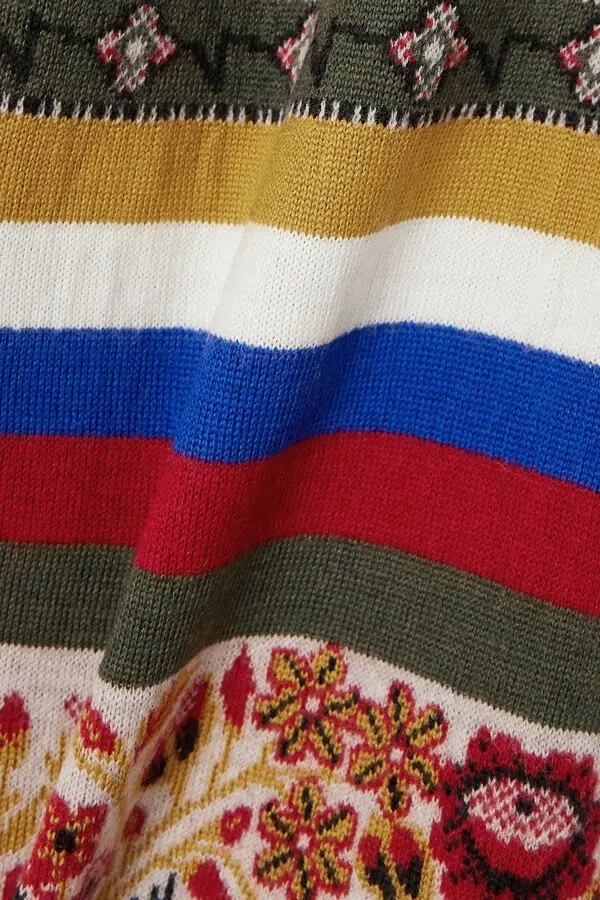 Etro Irma Ribbed-knit And Wool-jacquard Top