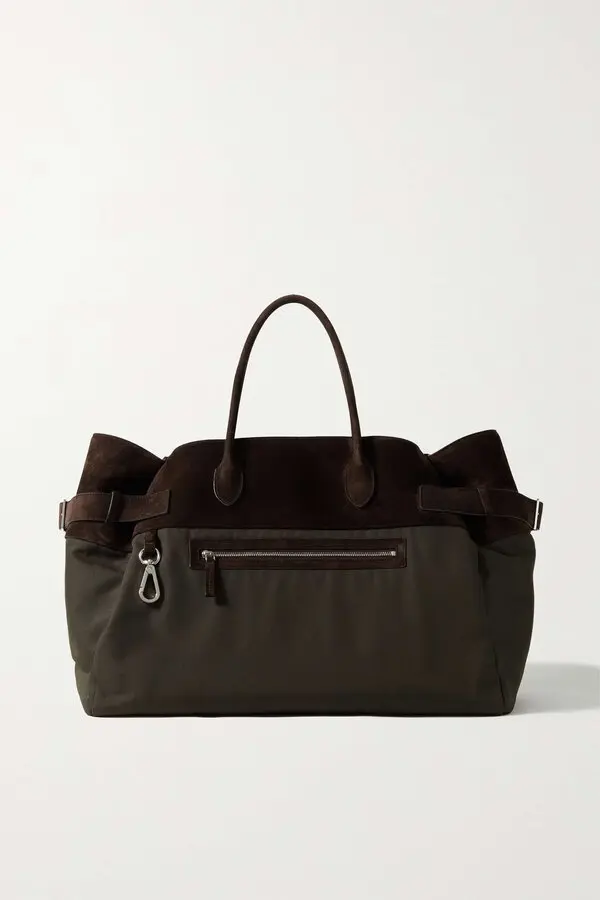 THE ROW Margaux 17 Inside Out Buckled Suede-trimmed Canvas Tote