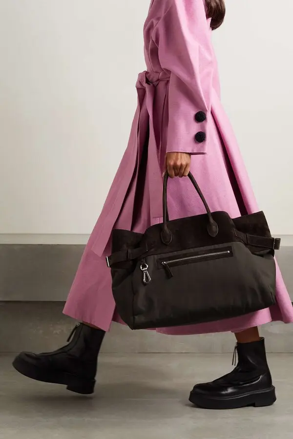 THE ROW Margaux 17 Inside Out Buckled Suede-trimmed Canvas Tote
