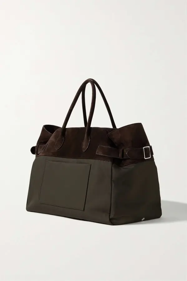 THE ROW Margaux 17 Inside Out Buckled Suede-trimmed Canvas Tote