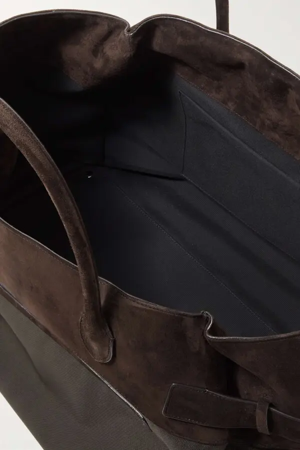 THE ROW Margaux 17 Inside Out Buckled Suede-trimmed Canvas Tote