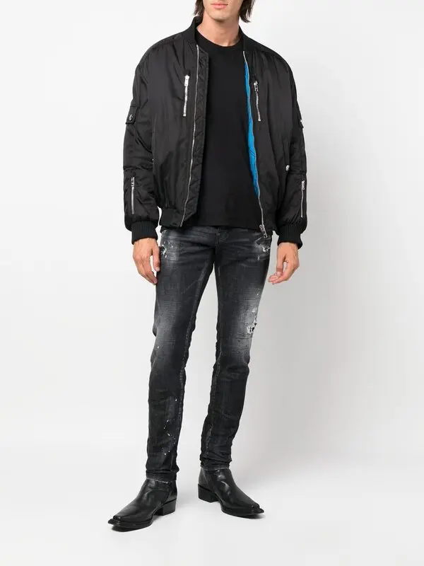 Dsquared2 Faded Distressed Slim-fit Jeans - Black