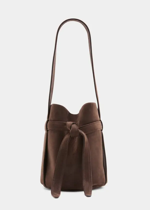 The Row Leo Mini Bucket Bag In Leather In Umber - 50% Off