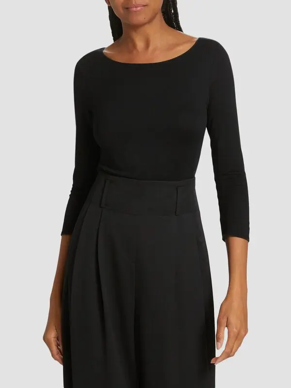 Majestic Filatures Merrow Soft Touch Boatneck Top - Noir