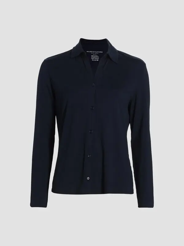 Majestic Filatures Soft Touch Button-up Shirt - Noir