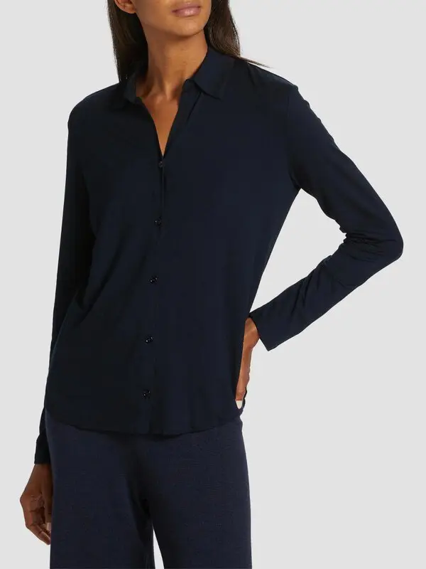 Majestic Filatures Soft Touch Button-up Shirt - Noir