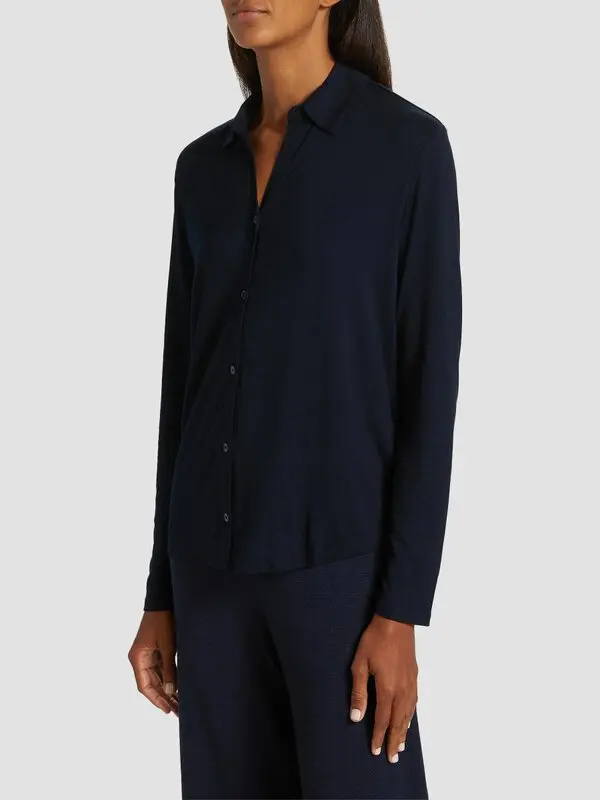 Majestic Filatures Soft Touch Button-up Shirt - Noir