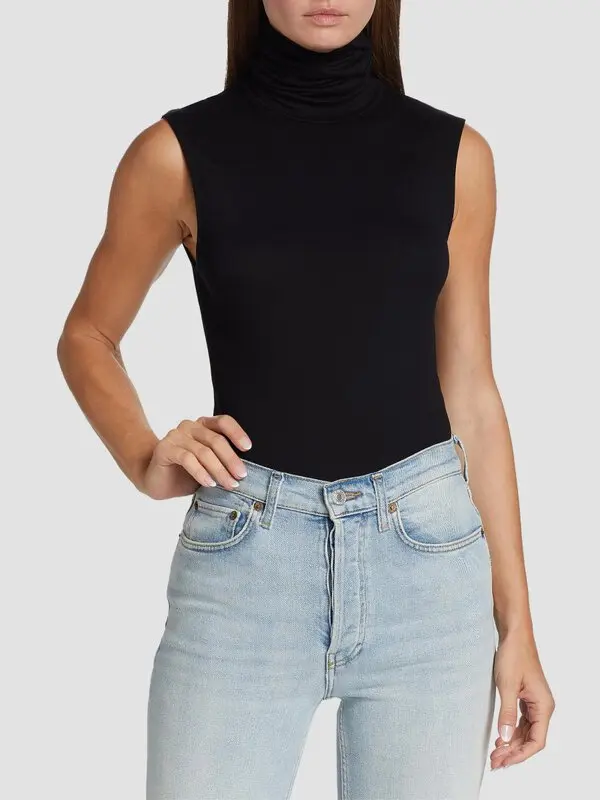 Majestic Filatures Soft Touch Sleeveless Turtleneck