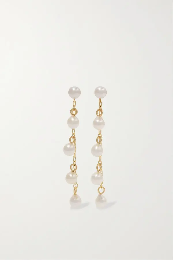 Mizuki Two Way 14-karat Pearl Earrings - Gold