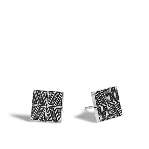 John Hardy Modern Chain Stud Earrings With Black Sapphire - Black Spinel
